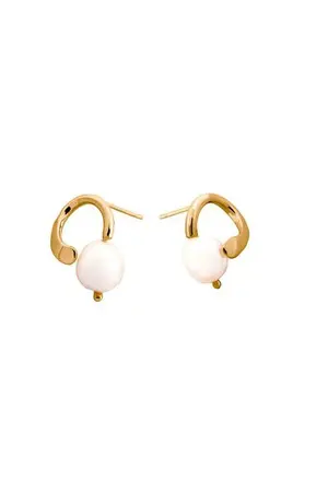 PIERETTI Clara Freshwater Pearl Stud Earrings - Gold Plate