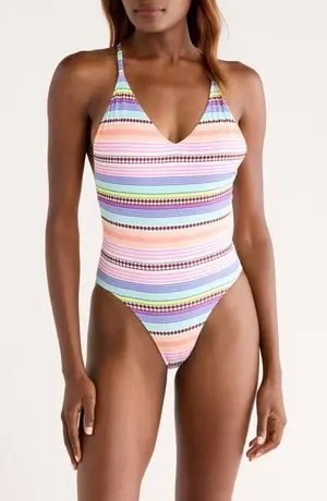 LEMLEM Retiro Stripe Rib One-piece Swimsuit - Circus Citrus Multi