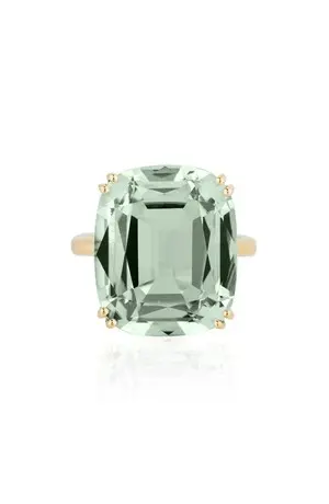 Goshwara Gossip Cushion Cut Cocktail Ring Translucent Green