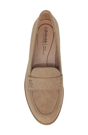 LIFESTRIDE Leopard Print Wedge Loafer - Biscotti Beige-dm