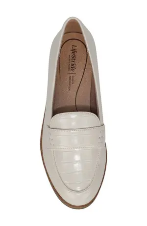 LIFESTRIDE Leopard Print Wedge Loafer - Bone