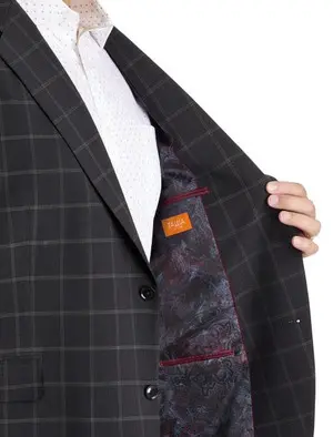 TALLIA Big & Tall Windowpane Suit Jacket