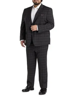 TALLIA Big & Tall Windowpane Suit Jacket