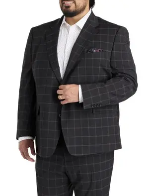 TALLIA Big & Tall Windowpane Suit Jacket