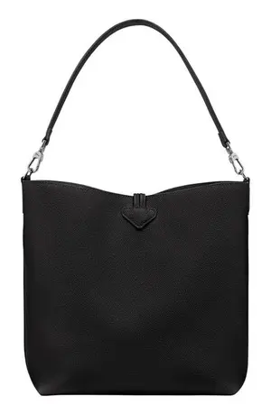 Longchamp Le Roseau Leather Hobo Bag - Black