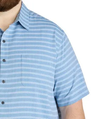 SYNRGY BY DXL Big & Tall Plaid Microfiber Sport Shirt - Blue