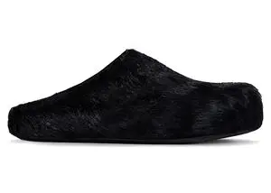 Marni Long Hair Calfskin Fussbett Sabot Mule - Black
