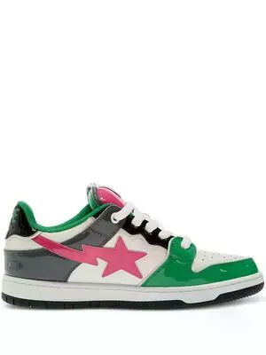 A BATHING APE Star-patch Leather Trainers - Green