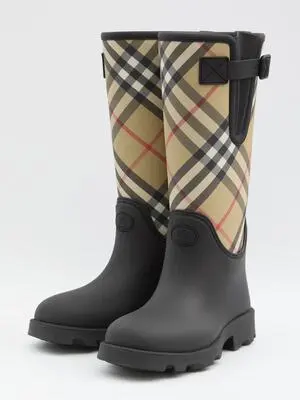 Burberry Check Rainboots - Black