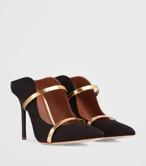 MALONE SOULIERS Maureen 100 Satin Mules - Black