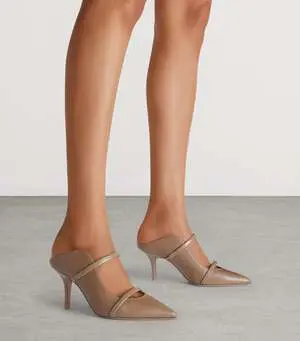 MALONE SOULIERS Maureen 70 Leather Heeled Mules - Neutral
