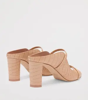 MALONE SOULIERS Croc-embossed Norah Heeled Sandals - Beige