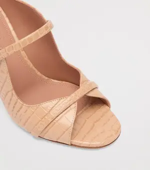MALONE SOULIERS Croc-embossed Norah Heeled Sandals - Beige
