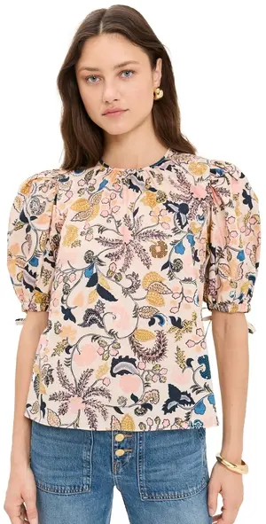Ulla Johnson Coralie Short Sleeve Blouse - Magnolia