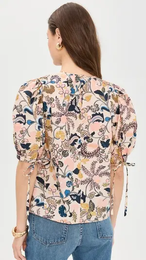 Ulla Johnson Coralie Short Sleeve Blouse - Magnolia