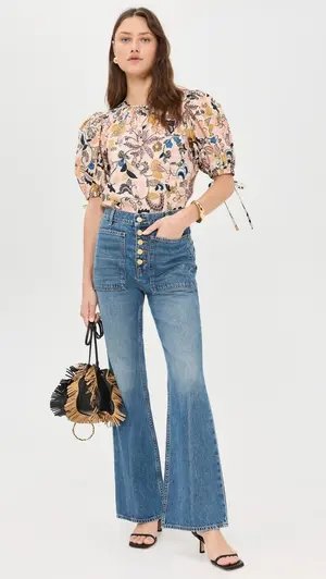 Ulla Johnson Coralie Short Sleeve Blouse - Magnolia