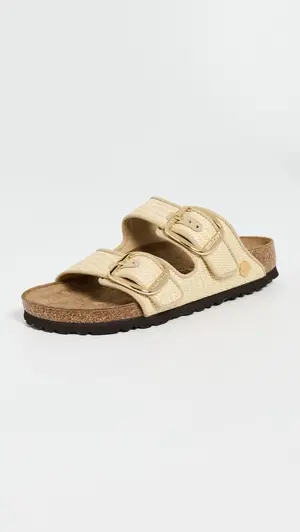 BIRKENSTOCK Arizona Big Buckle Raffia Sandals - Natural