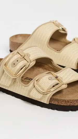 BIRKENSTOCK Arizona Big Buckle Raffia Sandals - Natural