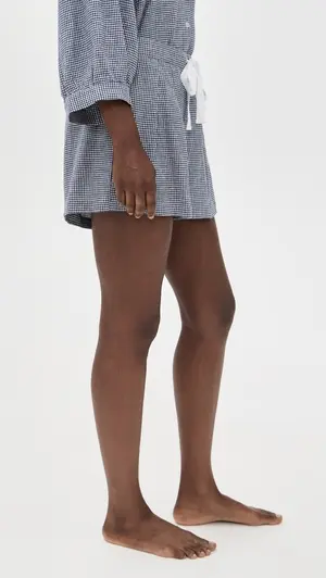Eberjey Gingham Check Linen Blend Relaxed Fit Shorts