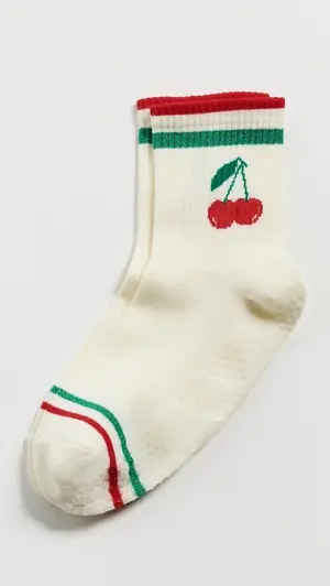 STEMS Cherry Grip Striped Crew Socks