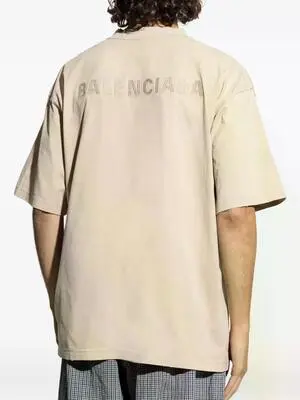Balenciaga Embroidered Logo T-shirt - Neutrals