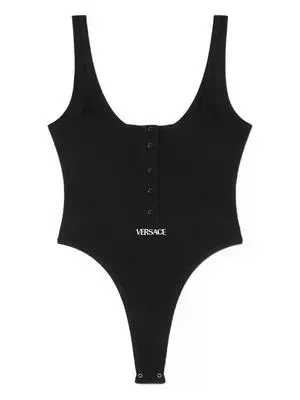 Versace Ribbed Cotton Bodysuit With Deep Scoop Neck