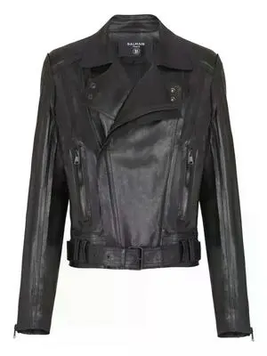 Balmain Leather Biker Jacket In Black | Editorialist