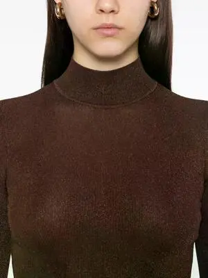 SELF-PORTRAIT High-neck Metallic Top