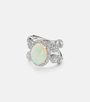 Yeprem 18kt White Diamond And Opal Ring - Gold