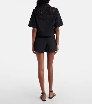 Veronica Beard Spruce Embroidered Cotton Shirt