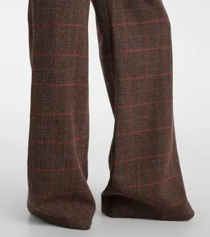 Chloé Checked High-rise Flared Wool Pants