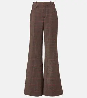 CHLOÉ Chloé Checked High-Rise Flared Wool Pants