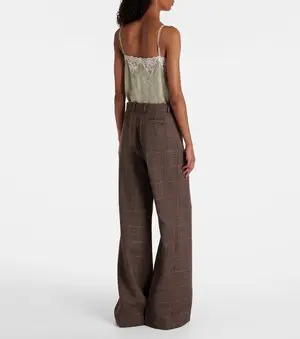 Chloé Checked High-rise Flared Wool Pants