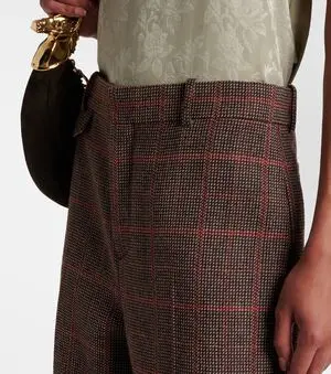 Chloé Checked High-rise Flared Wool Pants