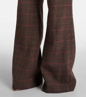 Chloé Checked High-rise Flared Wool Pants