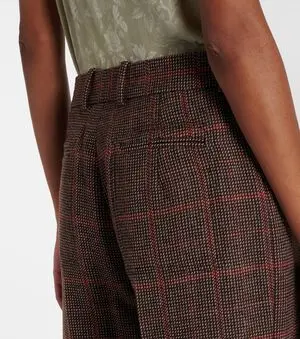 Chloé Checked High-rise Flared Wool Pants