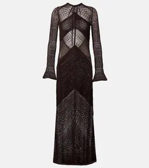 Staud Vera Knitted Open-back Maxi Dress - Brown