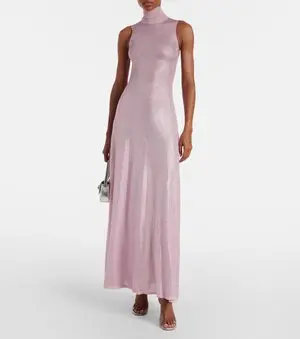 David Koma Ruched Sequined Maxi Dress