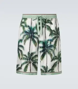 Dolce & Gabbana Printed Silk Twill Shorts - White