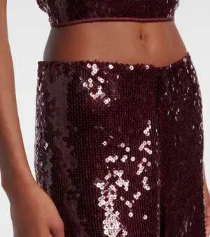 Oseree Marylin Sequined Wide-leg Pants