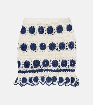 Anna Kosturova Bouquette Crochet Cotton Miniskirt - Beige