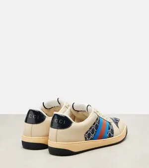 Gucci Screener Gg Leather-trimmed Denim Sneakers - Multicoloured