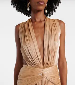 Costarellos Silla Cutout Gathered Gown - Gold