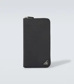 Prada Logo Saffiano Leather Wallet - Black