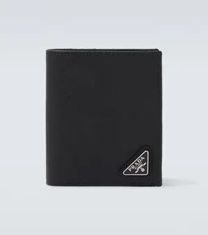 Prada Logo Saffiano Leather Wallet - Black