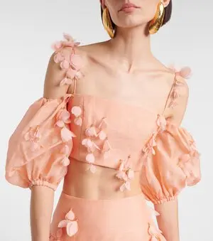 Zimmermann Dawning Linen And Silk Crop Top