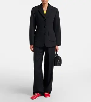 Loewe Logo Wool Mid-rise Straight Pants