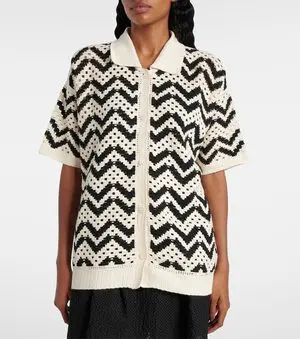 Varley Anais Crochet Cotton Polo Shirt - Multicoloured