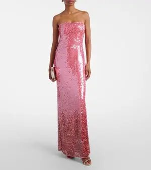 Simkhai Leilani Sequined Strapless Gown - Pink
