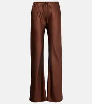 Veronica Beard Billie Silk-blend Straight Pants - Brown